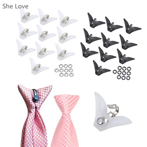 Buy 10pcs Plastic Tie Clips On Necktie Brand New Black White Mens Tie Clip Bar