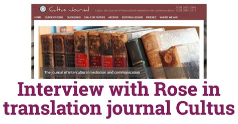 Interview With Rose In Translation Journal Cultus