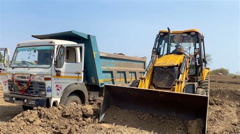 JCB 3dx Backhoe Loading Mud In Truck Tata 2518 Ex Truck Jcb Loading