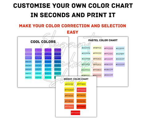 Hex Code HEX Code Color Chart Printable Etsy Australia