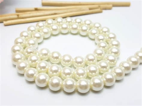 Sirag perle de sticla calitate a 8mm ivory - Margele.ro