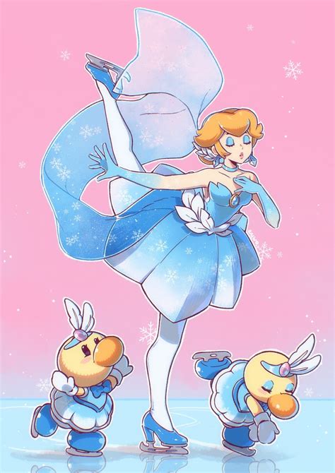 Princess Peach Figure Skater Peach And Theet Mario And 1 More Drawn