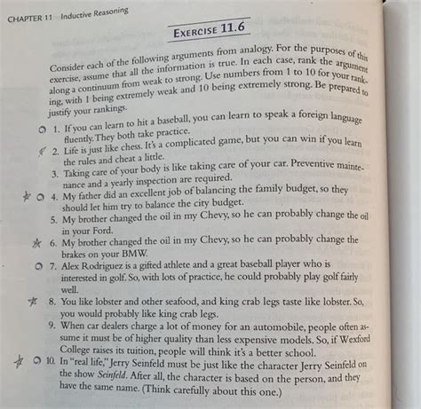 Chapter 11 Inductive Reasoning Exercise 116 Argument