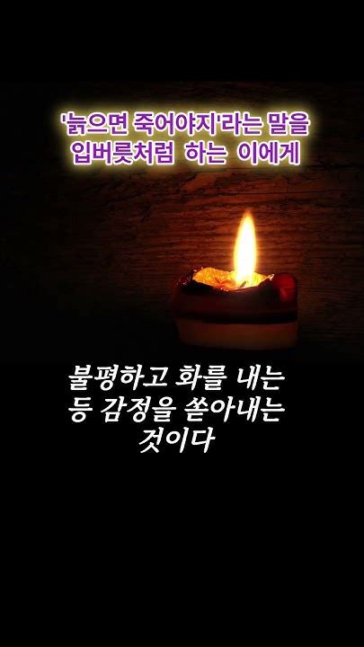 늙으면 죽어야지 입버릇처럼 하는 이에게 쇼츠 명언 동기부여 좋은글 Youtube