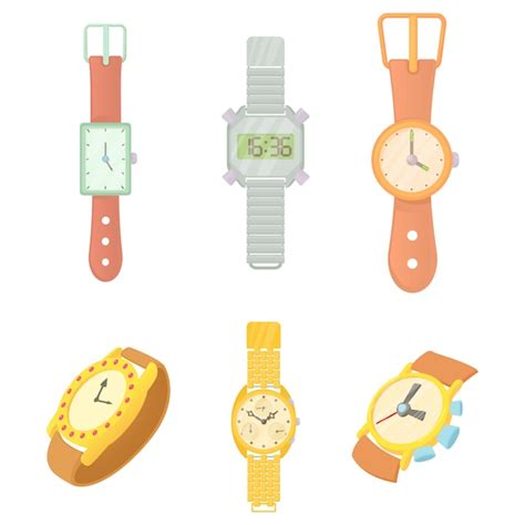 Conjunto De Iconos De Reloj De Mano Vector Premium
