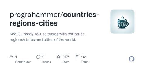 GitHub Prograhammer Countries Regions Cities MySQL Ready To Use