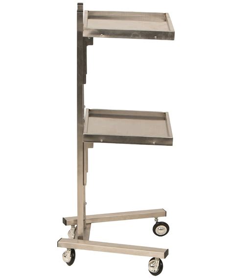 Helix Stainless Steel Tray Collapsible Mobile Trolley For Salons Hair
