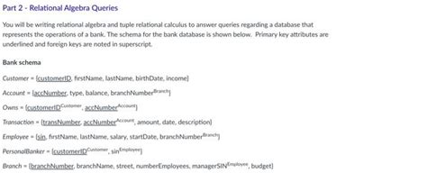 solved part 2 relational algebra queries you will be