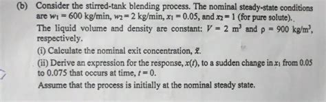 Solved B ﻿consider The Stirred Tank Blending Process The