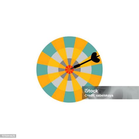Dartbord Met Pijl In Center Target Geïsoleerd Op Witte Achtergrond