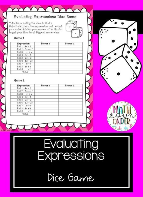 Evaluating Expressions Dice Game Print And Digital Partner Activity Evaluating Expressions