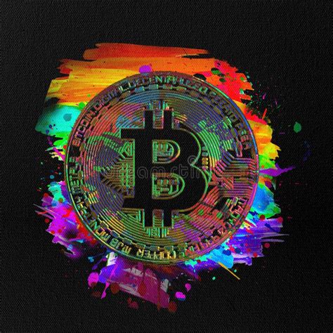 黑色背景加密货币概念格朗基艺术色彩鲜艳的比特币 库存例证 插画 包括有 五颜六色 概念 硬币 替换 232536400