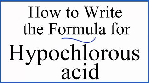 Essential Guide To The Formula Of Hypochlorous Acid Structure