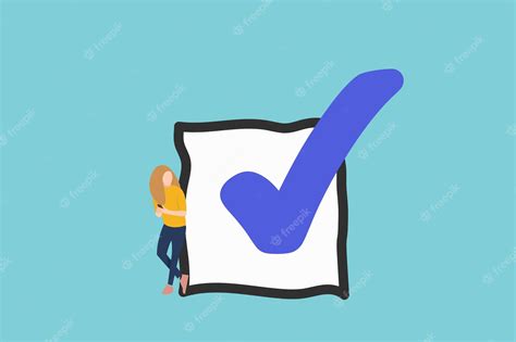 완료 작업 프로젝트 완료 체크리스트의 개념을 마친 후 완료된 체크 표시 옆에 서 있는 비즈니스 여성 프리미엄 벡터