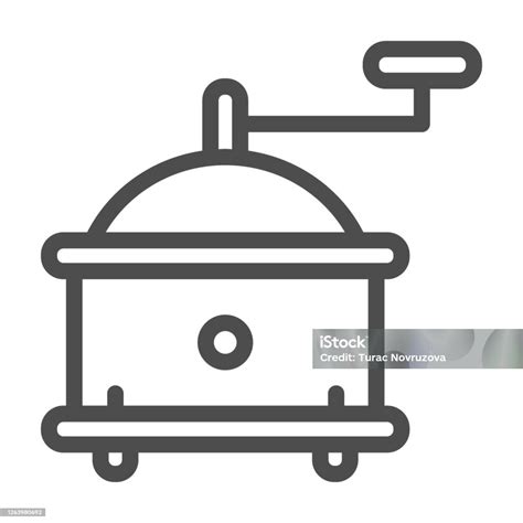 手動咖啡研磨機線圖示 咖啡時間概念 處理磨床標誌在白色背景 咖啡研磨機圖標在輪廓風格移動概念和網頁設計向量圖形向量圖形及更多傳統圖片 Istock