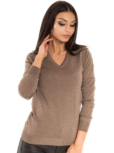 Womens Merino Wool V Neck Sweater Pullover Knittons