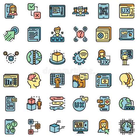 Interaction Icons Set Vector Flat Stock Illustration Illustration Of