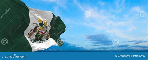 Flag Of Rhodesia 1964 1968 Africa At Cloudy Sky Background Panoramic