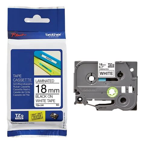 Brother TZe 241 Laminated Tape Black On White 18mm