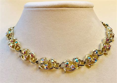 Coro Necklace Gold Toned And Rhinestone Coro Tagged Estate Jewelry Grandmillennial Chic