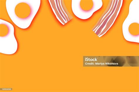 베이컨과 계란 오믈렛 페이퍼컷 스타일 농산물 패스트 푸드 천연 제품 식품 재료 선명한 베이컨 조각 햄 오렌지 계란 노른자에 대한 스톡 벡터 아트 및 기타 이미지 Istock