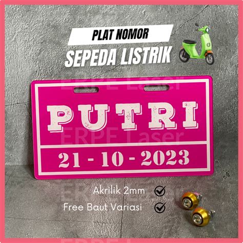 Jual Plat Nomor Sepeda Listrik Custom Nama Plate Speda Listrik Akrilik Uwinfly Exotic Goda