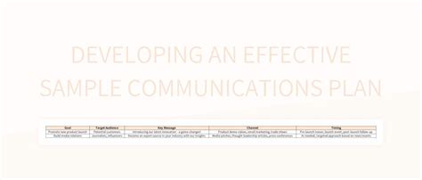 Developing An Effective Sample Communications Plan Excel Template And
