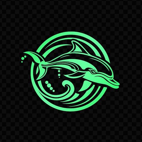 Un Delfín Con Un Fondo Verde Del Logotipo Sobre Un Fondo Negro