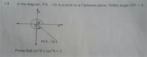 Solved 14 In The Diagram P5 12 Is A Point On A Cartesian Plane