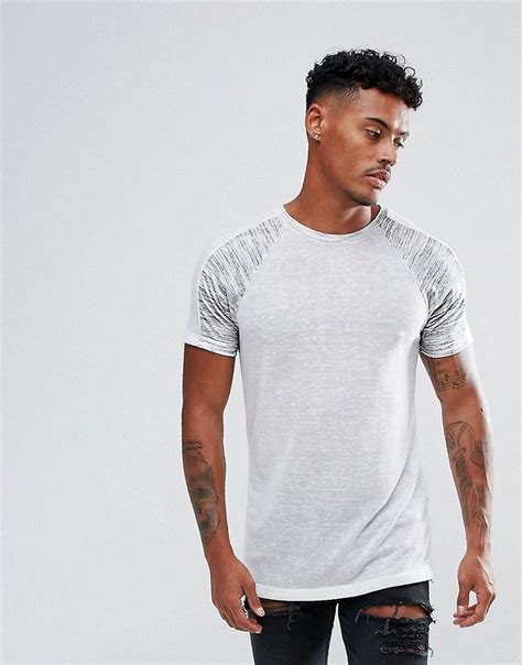 Asos T Shirt In Linen Look Fabric With Contrast Panels White Mens
