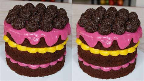 NAKED CAKE COLORIDO DECORAÇÃO NAKED CAKE Bru na Cozinha YouTube