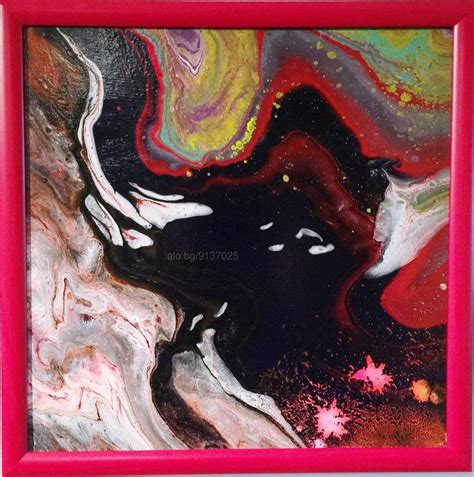 Абстракция 70 акрилна картина Картина с акрилни бои 40 Cm 40 Cm Платно канава Кевин Уи