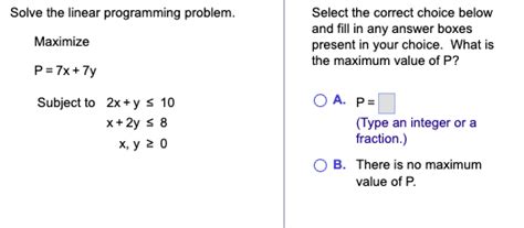 Solved Solve The Linear Programming Problem Select The Chegg