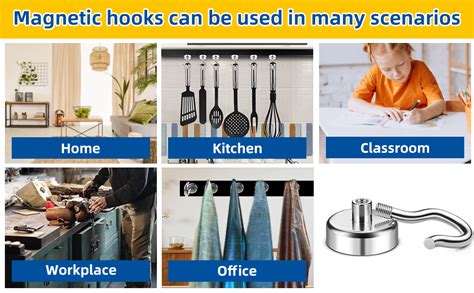 Magnetic Hooks 6 Pack 22 Lb Pull Strong Neodymium Magnet Hooks