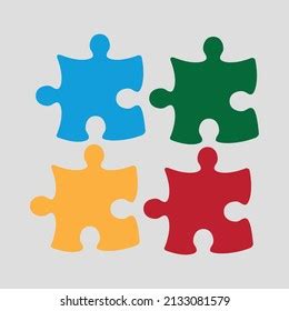 Colorful Jigsaw Puzzle Four Pieces Stock Vector Royalty Free Shutterstock