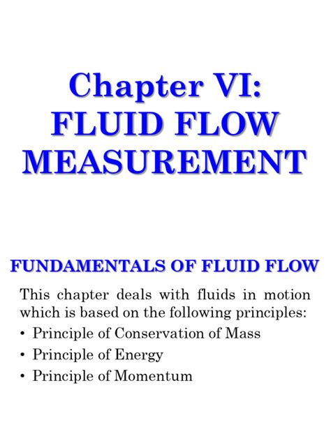 Vi Fluid Flow Measurement Pdf Fluid Dynamics Flow Measurement