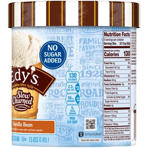 Dreyersedys Slow Churned No Sugar Added Vanilla Bean Light Ice Cream