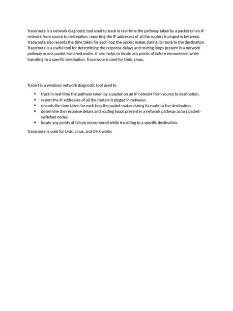 Traceroute Is A Network Diagnostic Tool Used To Track In Real Pdf