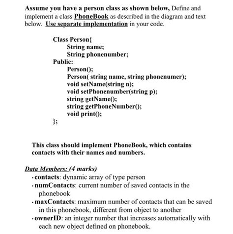 Solved Assume You Have A Person Class As Shown Below Define
