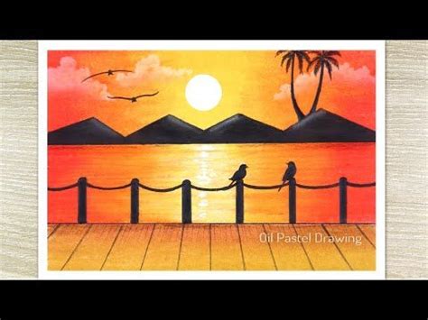 How To Draw A Sunset Scenery With Oil Pastel Sunset Drawing Youtube
