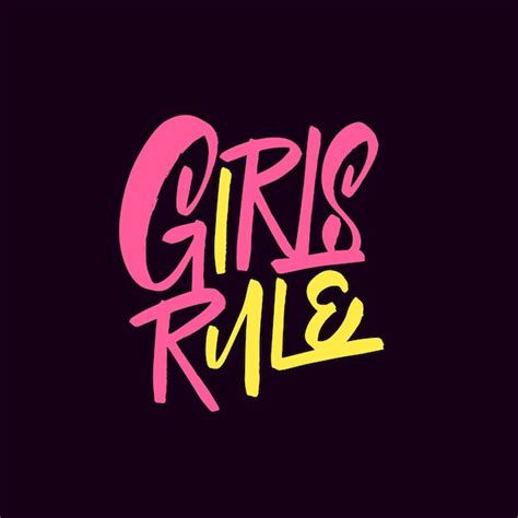 Premium Vector Girls Rule Hand Drawn Colored Lettering Phrase Modern