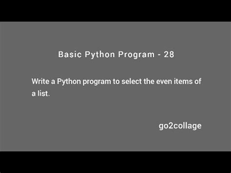 EP 28 Language Python Basic Program I Go2collage YouTube