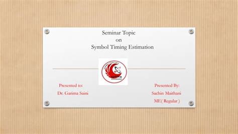 symbol timing estimation by sachin maithani ppt