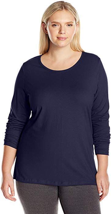 Just My Size Womens T Shirt Plus Size Long Sleeve Cotton Tee Jms