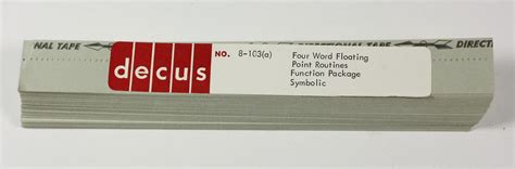 Paper Tape Decus 8 103a Four Word Floating Point Routines Function