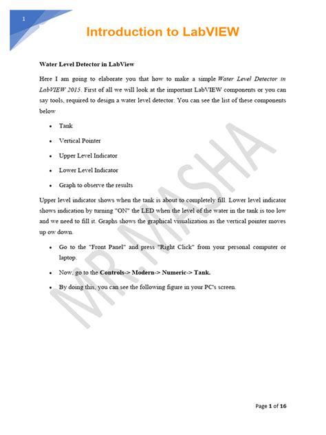 Water Level Detector In Labview P Pdf Cursor User Interface