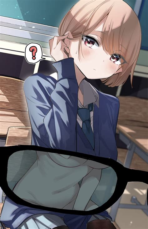 The Big Imageboard Tbib 1girl Blue Cardigan Blue Necktie Blush