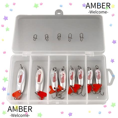 Amber เหยื่อตกปลาเทราท์ เบส เลื่อม โลหะ ทนทาน 7 18 กรัม 8 ชิ้น ต่อชุด