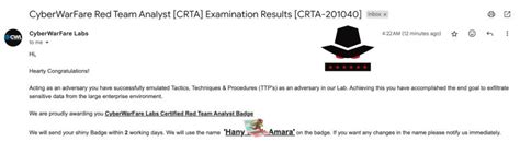 finally i have passed certified red team analyst crta exam from