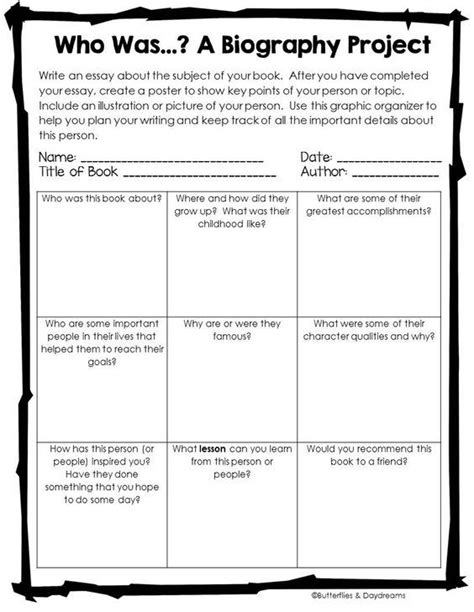 Incredible Biography Project Template 2nd Grade